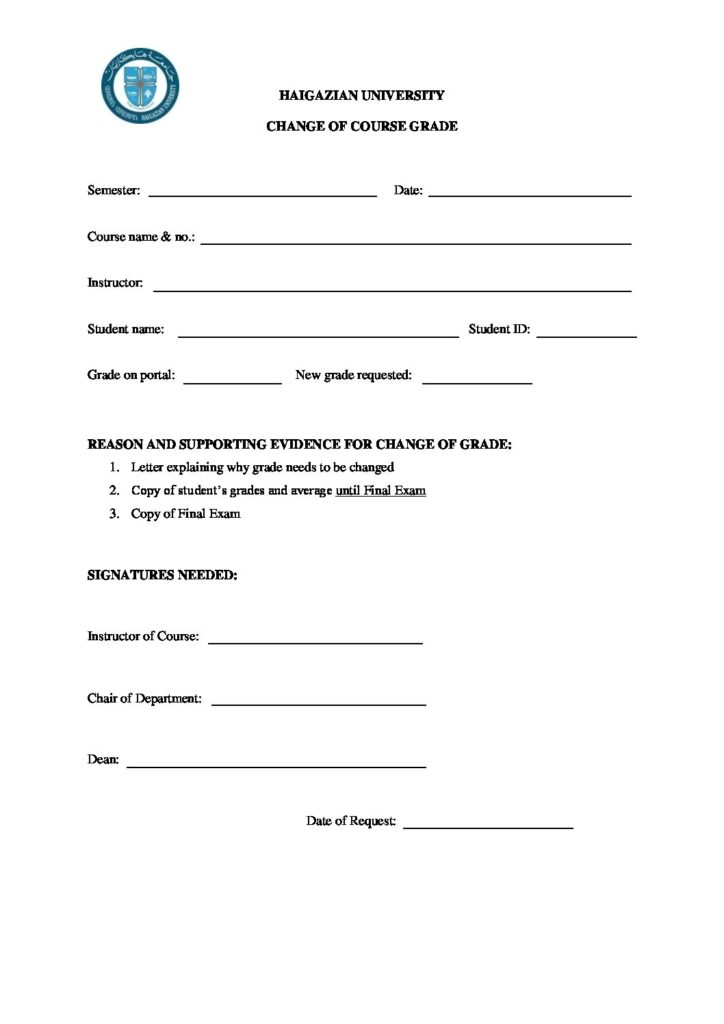 Change of Course Grade